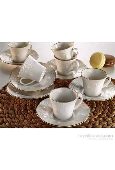 Kütahya Porselen Fulya Krem Türk Kahvesi Fincanı Takımı
