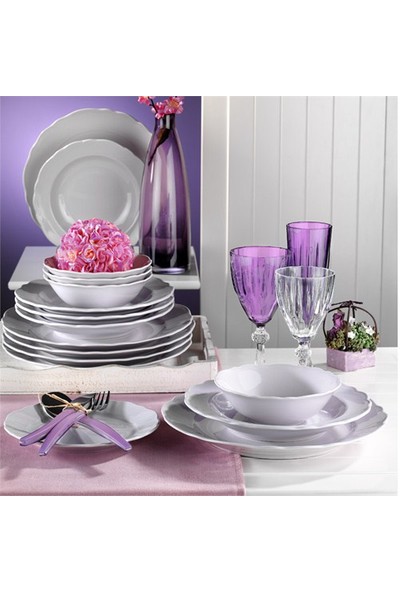 Kütahya Porselen 24 Parça 6 Kişilik Lar Yemek Takımı - Lila