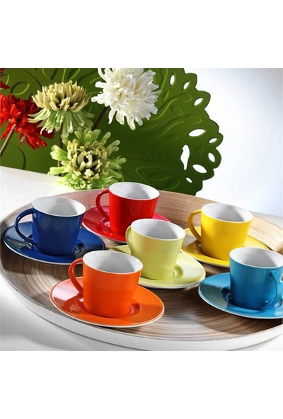 Kütahya Porselen Toledo 12 Parça 6 Kişilik Renkli Porselen Kahve Takımı Kütahya Porselen Toledo 12 Parça 6 Kişilik Renkli Porselen Kahve Takımı