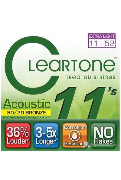 Cleartone 80/20 Bronze Custom Light (11-52) Akustik Gitar Teli Cleartone 80/20 Bronze Custom Light (11-52) Akustik Gitar Teli