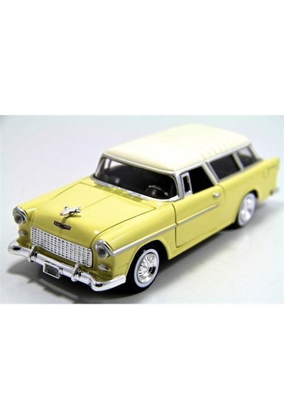 Motormax 1955 Chevy Bel Air Nomad -Sarı 1:24 Model Araba Motormax 1955 Chevy Bel Air Nomad -Sarı 1:24 Model Araba