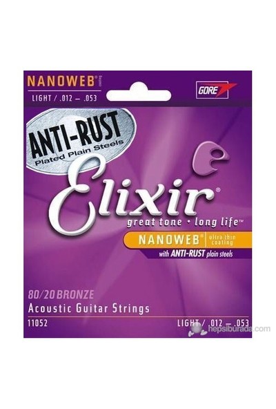 Elixir 11052 Nanoweb 80/20 Bronze Akustik Gitar Teli (12-53) Elixir 11052 Nanoweb 80/20 Bronze Akustik Gitar Teli (12-53)