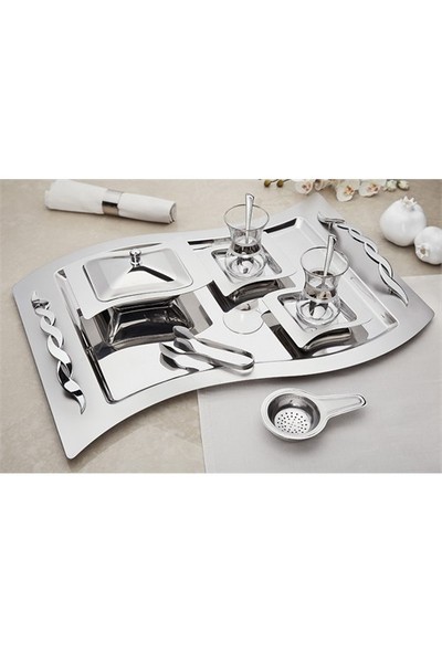 Nehir Başak Sade Çay Tepsisi