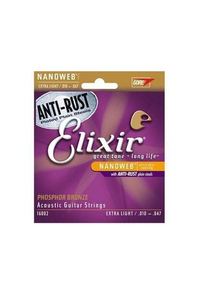 Elixir 16002 Nanoweb Phosphor Bronze Akustik Gitar Teli (10-47) Elixir 16002 Nanoweb Phosphor Bronze Akustik Gitar Teli (10-47)