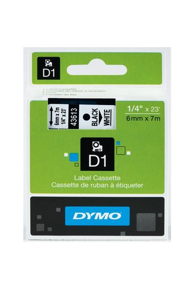 Dymo Şerit D1 6Mmx7Mt Beyaz/Siyah 720780 43613