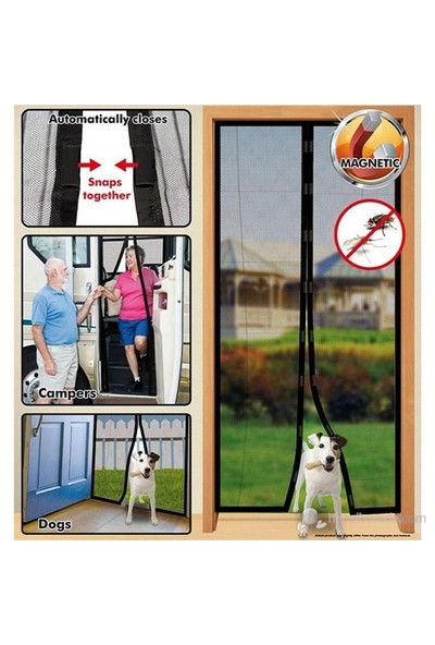 MagicMesh Mıknatıslı Kapı Sinekliği 180 x 100 cm (Siyah)