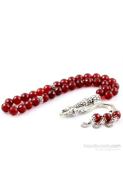 Tesbih1453 Gümüş Tasarım Elmas Kesim Ateş Kırmızı Akik Taşı Tesbih 8X8mm Tesbih1453 Gümüş Tasarım Elmas Kesim Ateş Kırmızı Akik Taşı Tesbih 8X8mm