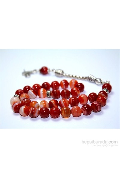 Yörem Alaca Akik Taşı Tesbih 8 mm Küre Kesim