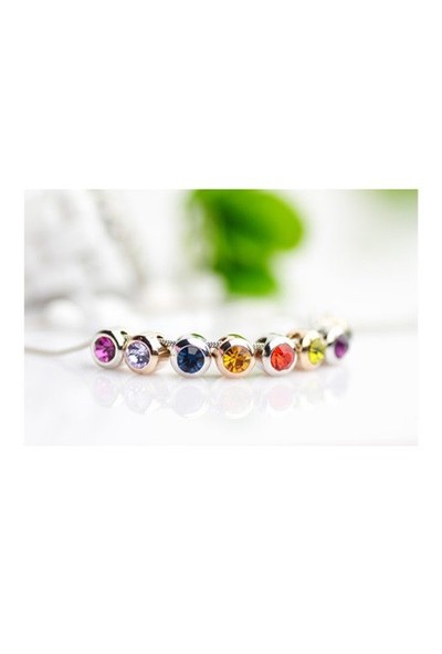 Betico Fashion Renkli Renkli Dizi Kristal Kolye