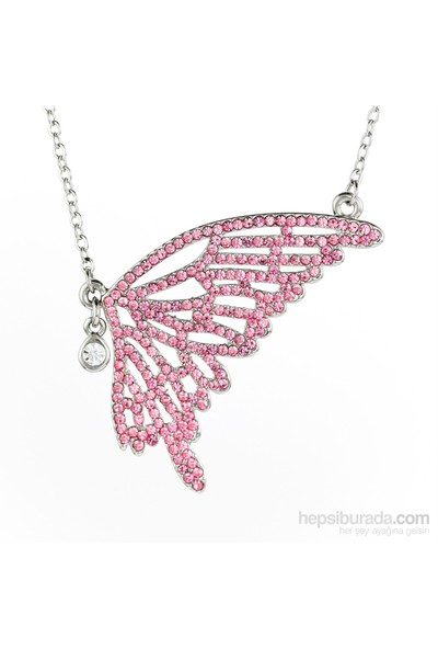 Betico Fashion Pembe Kelebek Kolye
