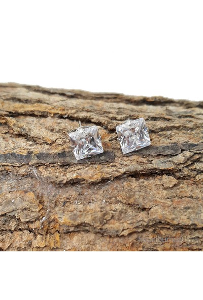 Chavin 3Mm. Kare Zirkon Taşlı Çelik Unisex Küpe Ag02-7
