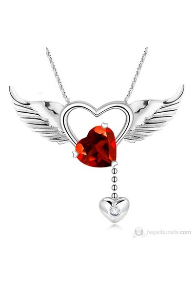 Jessini Kanatlı Kalp Pırlantalı Kolye