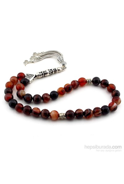 Solfera Kahverengi Akik Taşı 33 Lük Tesbih Ts534