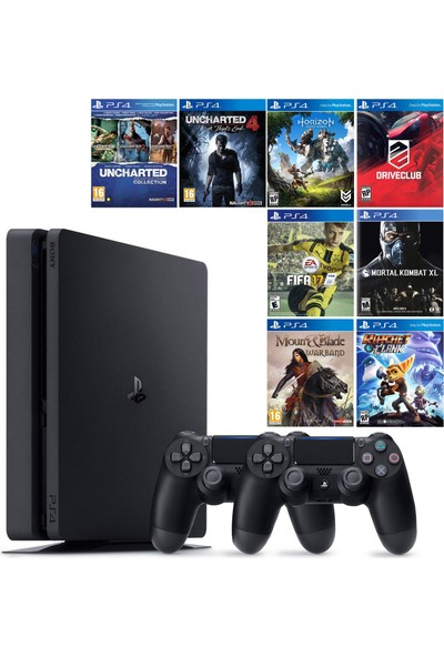 Sony Ps4 Slim 500GB + 10 Adet Oyun + 2. Ps4 V2 Kol