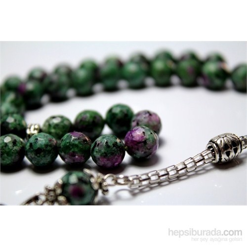Yörem Yakut-Zümrüt Rengi Akik Taşı Tesbih 9 mm Faset Kesim Fiyatı