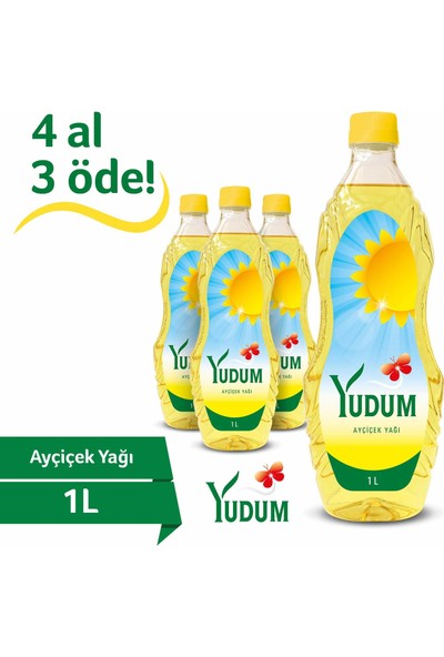 Yudum Ayçiçek Yağı 1 lt 4 Al 3 Öde