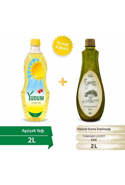 Yudum Egemden Zeytinyağı Yumuşak Lezzet 2 lt + Ayçiçek Yağı 2 lt Yudum Egemden Zeytinyağı Yumuşak Lezzet 2 lt + Ayçiçek Yağı 2 lt