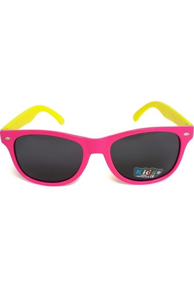 Kids Siyah Lens ve Pembe Sarı Çerçeveli UV400 Çocuk Güneş Gözlüğü CHCG110