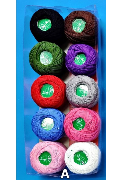 Colored Bird Koton Perle No 8 Etamin Nakış Ipi Ipliği 10LU Set