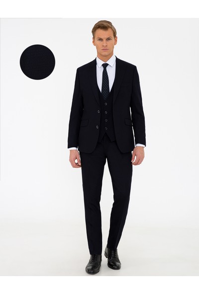 Pierre Cardin Lacivert Ex. Slim Fit Yelekli Takım Elbise 50236227-VR033