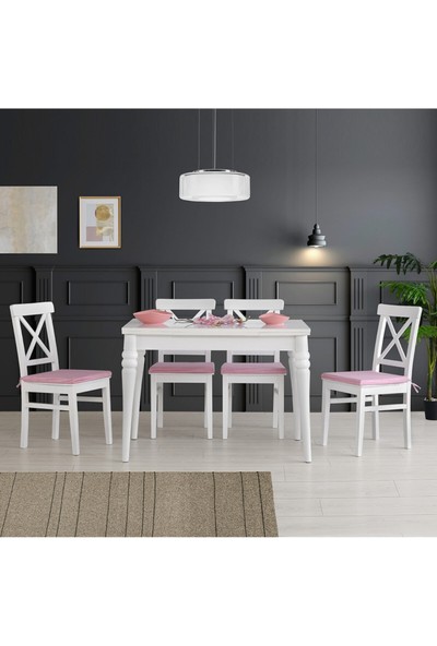 Evaç Mobilya Jelibon Masa Takımı 4 Kişilik Yıkanabilir Minderli