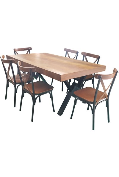 Grande Home 90*180 Masa Tablası + 40*80 Karo Ayak + 6 Tonet Sandalye - Barok Ceviz Grande Home 90*180 Masa Tablası + 40*80 Karo Ayak + 6 Tonet Sandalye - Barok Ceviz