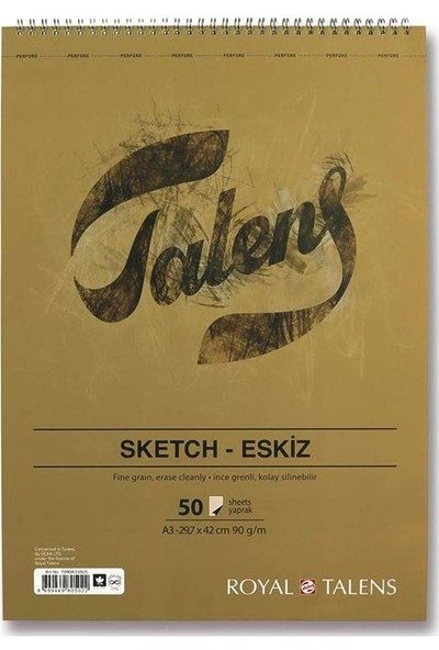 Talens : Spiralli Eskiz Bloğu : 90 gr : A3 : 50 Yaprak Talens : Spiralli Eskiz Bloğu : 90 gr : A3 : 50 Yaprak