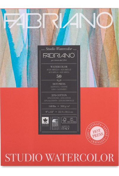Fabriano : Studio : Sıcak Basım Suluboya Bloğu : 22,9 cm x 30,5 cm : 300 gr : 50 Yaprak Fabriano : Studio : Sıcak Basım Suluboya Bloğu : 22,9 cm x 30,5 cm : 300 gr : 50 Yaprak