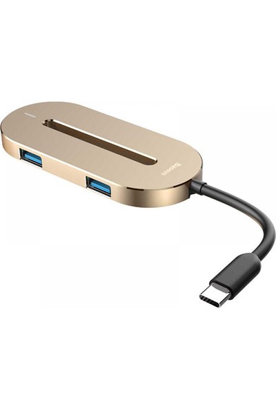 Baseus O Hub Type-C HDMI USB 3.0 Çevirici Çoğaltıcı Converter Çevirici - Gold Baseus O Hub Type-C HDMI USB 3.0 Çevirici Çoğaltıcı Converter Çevirici - Gold