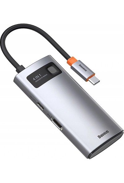 Baseus Metal Gleam Series 4in1 Type-C Hub Adaptör Çoklayıcı - Gri Baseus Metal Gleam Series 4in1 Type-C Hub Adaptör Çoklayıcı - Gri