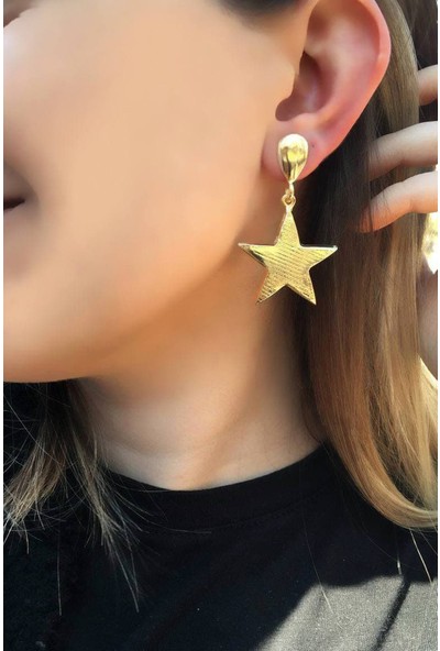 His Takı Gold Sallantı Yıldız Küpe His Takı Gold Sallantı Yıldız Küpe