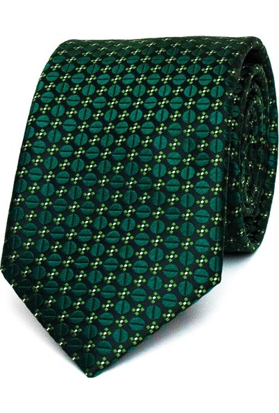 Ala Aksesuar Yeşil Üzeri Yuvarlak Desenli Kravat