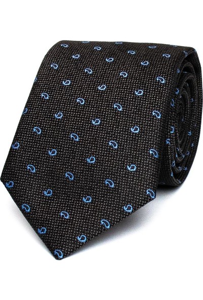 Ala Aksesuar Koyu Kahve Üzeri Mavi Etro Desenli Kravat