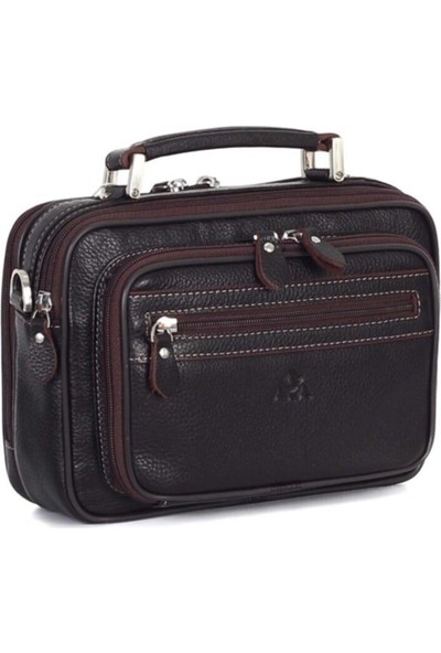 Murşev - Aka 318-4 Erkek Floter Kahve Deri Portföy Çantası