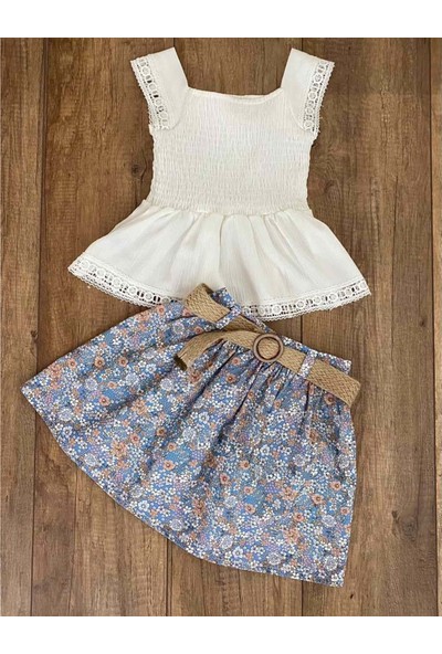 Cinarium Kız Çocuk Etek Bluz ve Kemer Kombin - 0121YEK - Beyaz - 7-8 Yaş Cinarium Kız Çocuk Etek Bluz ve Kemer Kombin - 0121YEK - Beyaz - 7-8 Yaş