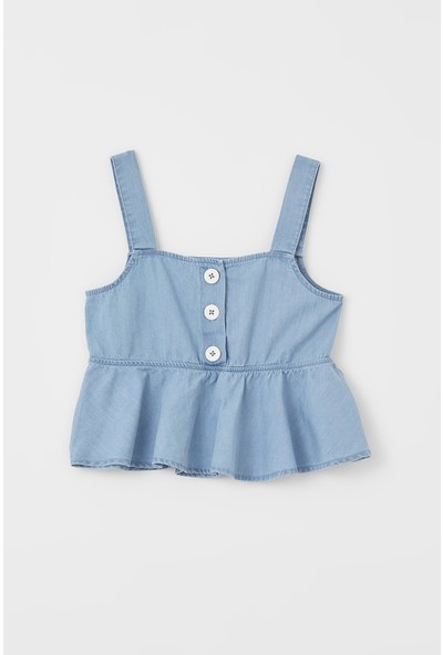 Defacto Kız Çocuk Askılı Jean Crop Bluz T6075A621SM