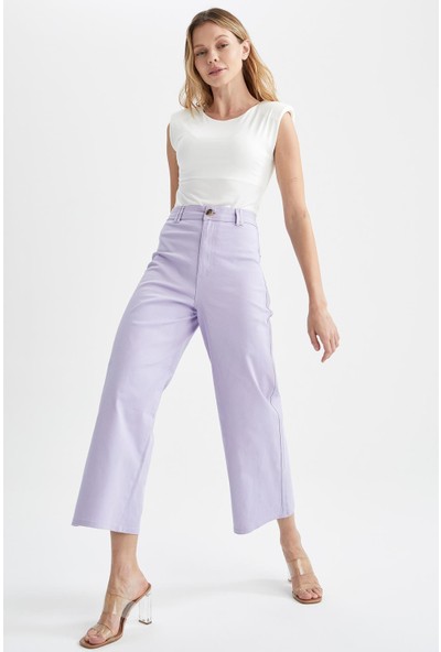 Defacto Geniş Paça Yüksek Bel Kapri Pantolon U0441AZ21SP Defacto Geniş Paça Yüksek Bel Kapri Pantolon U0441AZ21SP