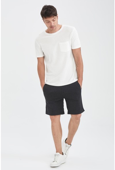 DeFacto Slim Fit Beli Bağcıklı Basic Şort V0686AZ21SM