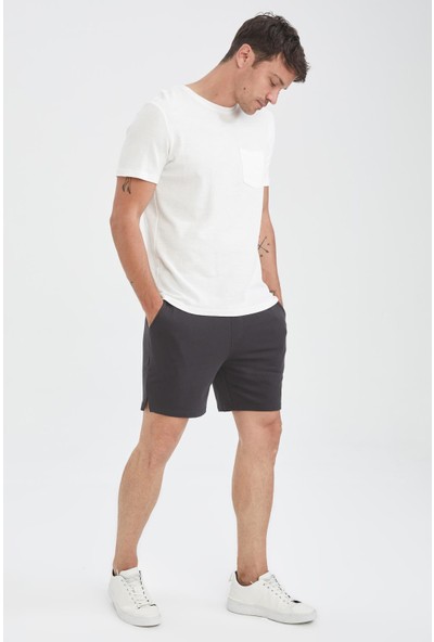 DeFacto Slim Fit Beli Bağcıklı Basic Şort U1476AZ21SM