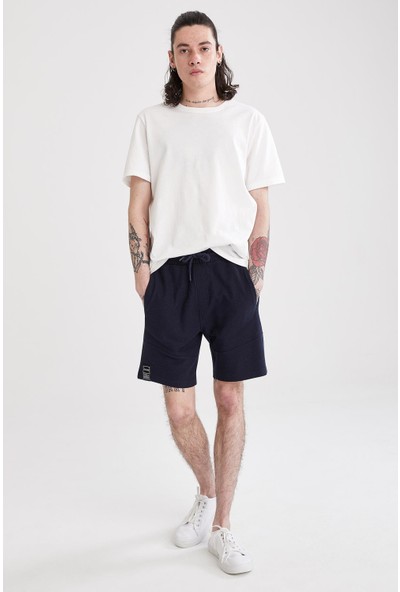 DeFacto Slim Fit Beli Bağcıklı Basic Şort U1475AZ21SM