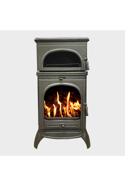 Hun Şömine Tek Camlı Fırınlı Döküm Soba