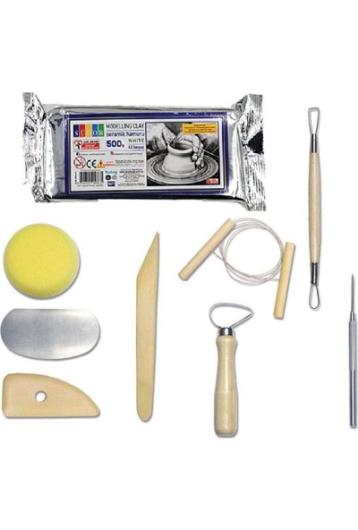 Nmagza Seramik Başlangıç Seti 8 Parça + Seramik Hamuru Kil Beyaz 2 x 500 Gram Nmagza Seramik Başlangıç Seti 8 Parça + Seramik Hamuru Kil Beyaz 2 x 500 Gram