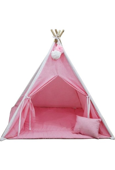 Mordesign Ahşap Kızılderili Oyun Çadırı Pembe MR453