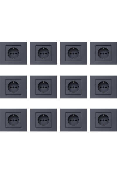 Ovivo Grano Füme Topraklı Priz Çerçeveli 12 ADET Ovivo Grano Füme Topraklı Priz Çerçeveli 12 ADET
