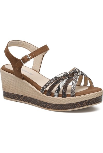 Polaris 317249YZ 1FX Kahverengi Kadın Dolgu Topuklu Sandalet
