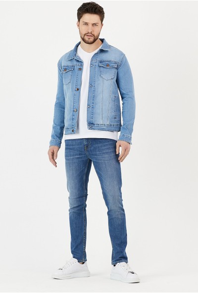 Point Shop Erkek Buz Mavisi Slim Fit Kot Ceket Point Shop Erkek Buz Mavisi Slim Fit Kot Ceket