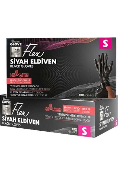 Reflex Pudrasız Tek Kullanımlık Siyah Flex Eldiven S Beden 100'LÜ Reflex Pudrasız Tek Kullanımlık Siyah Flex Eldiven S Beden 100'LÜ