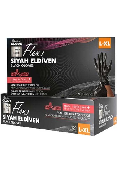Reflex Pudrasız Tek Kullanımlık Siyah Flex Eldiven L - Xl Beden 100'LÜ Reflex Pudrasız Tek Kullanımlık Siyah Flex Eldiven L - Xl Beden 100'LÜ