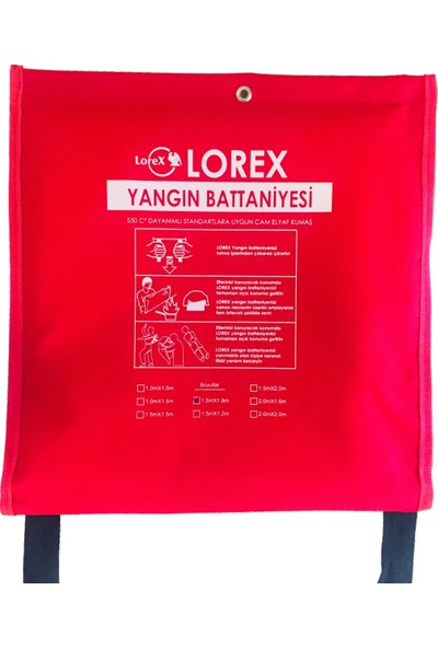 LOREX LR-FB1515C 1,5mt x 1,5mt Çantalı Yangın Battaniyesi LOREX LR-FB1515C 1,5mt x 1,5mt Çantalı Yangın Battaniyesi