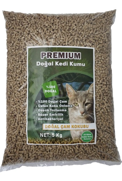 Premium Doğal Çam Pelet Kedi Kumu 5 kg Premium Doğal Çam Pelet Kedi Kumu 5 kg